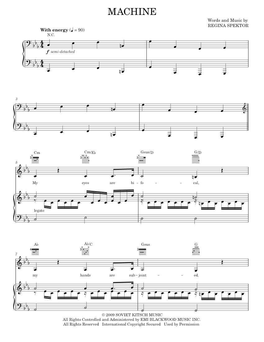 machine Sheet music for Piano, Vocals by Regina Spektor Official ...