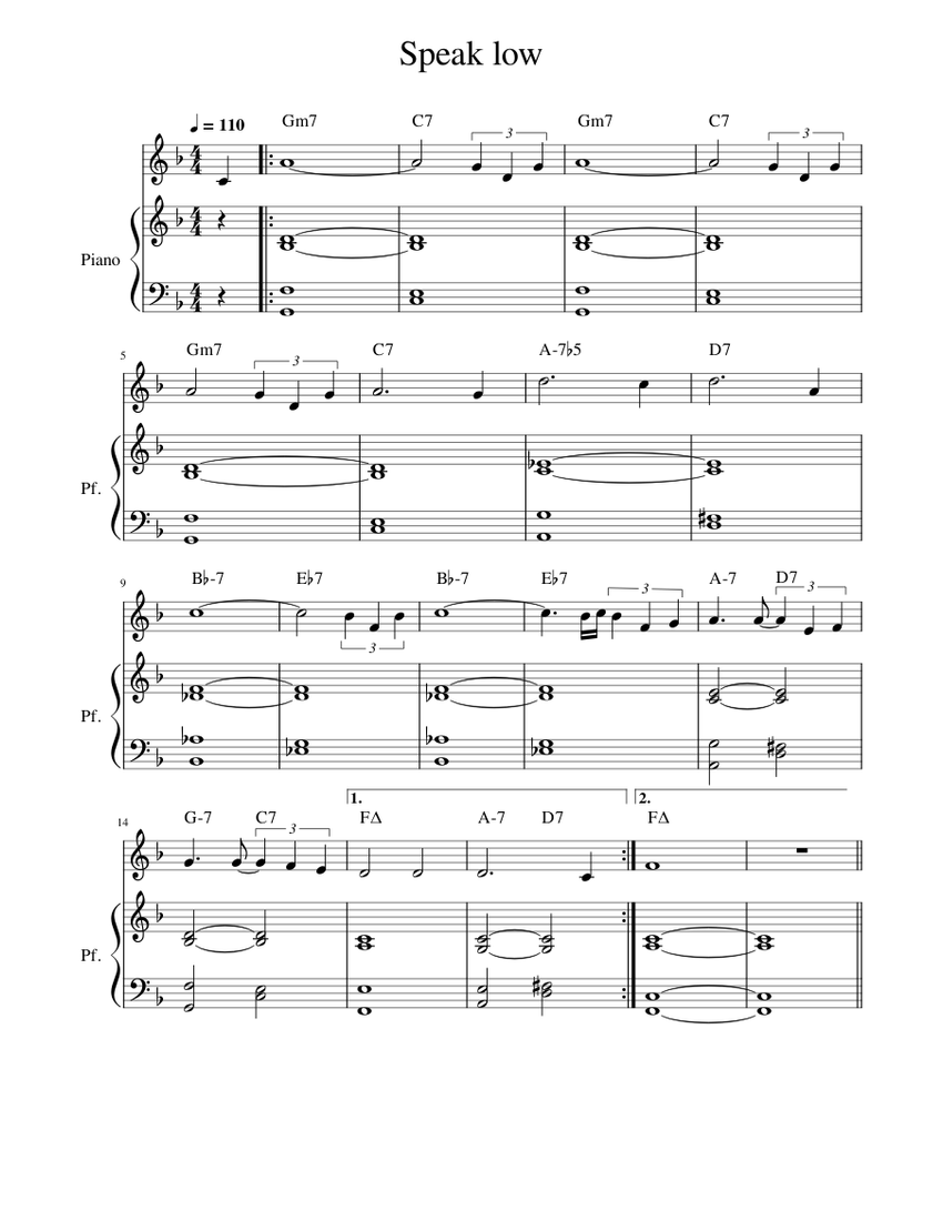 Speak low Sheet music for Piano, Mezzo soprano (Piano-Voice ...