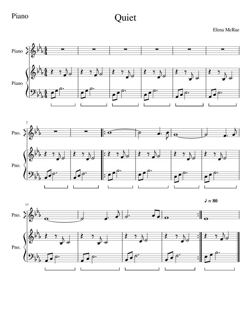 Quiet Sheet music for Piano (Piano Duo) | Musescore.com