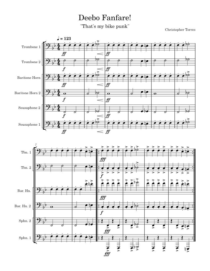 Deebo Fanfare! Sheet music for Trombone, Tuba, French horn (Brass Band ...