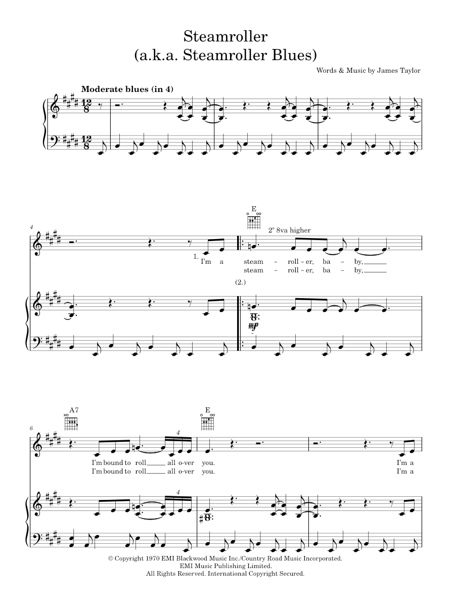 Play Official version of Steamroller sheet music by Elvis Presley for ...