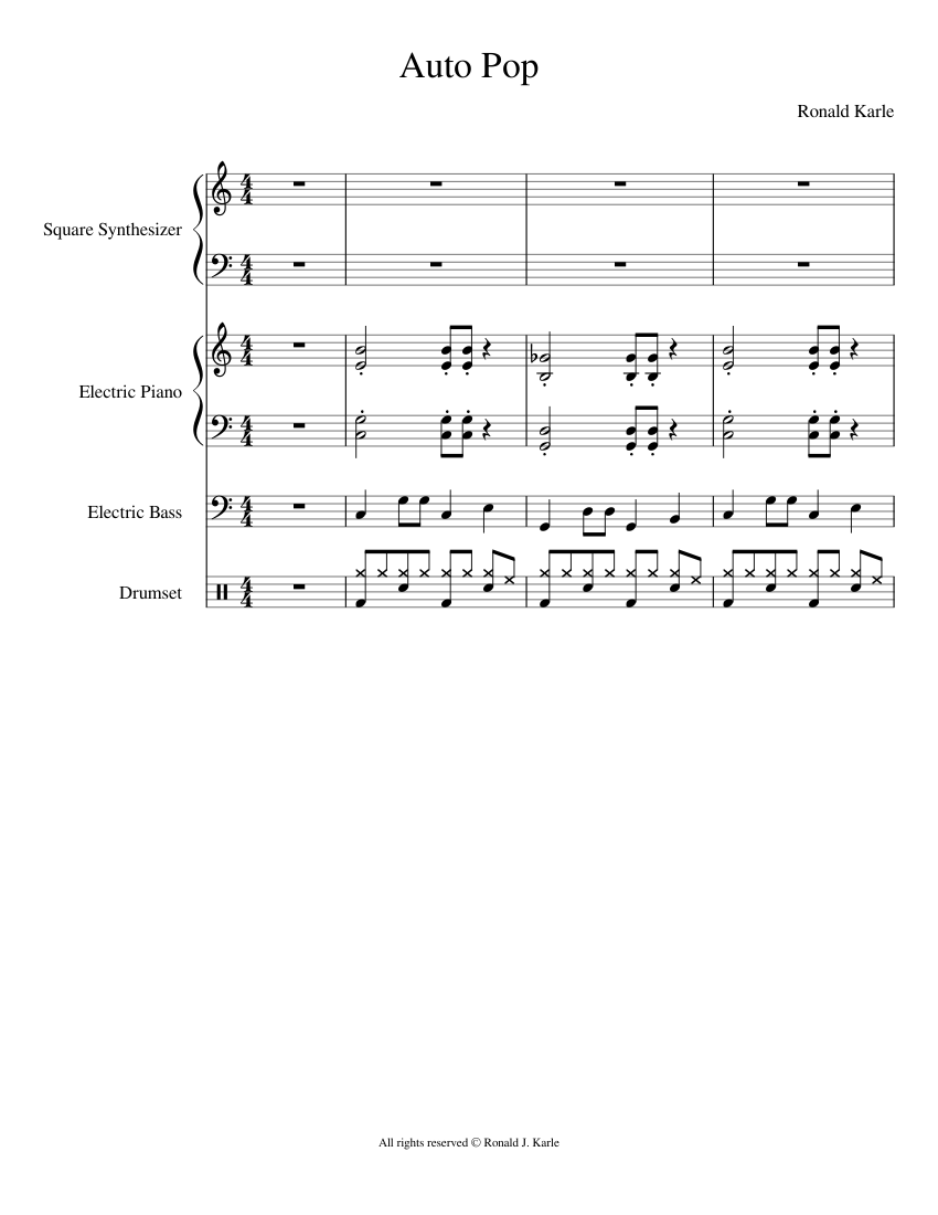 Auto Pop Sheet music for Piano, Bass guitar, Drum group, Synthesizer ...