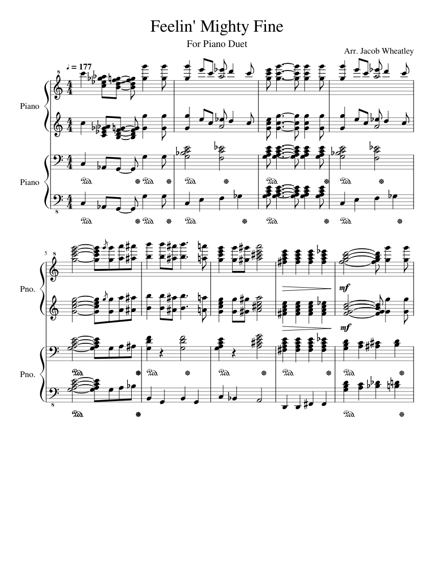 Feelin' Mighty Fine Sheet music for Piano (Piano Duo) | Musescore.com