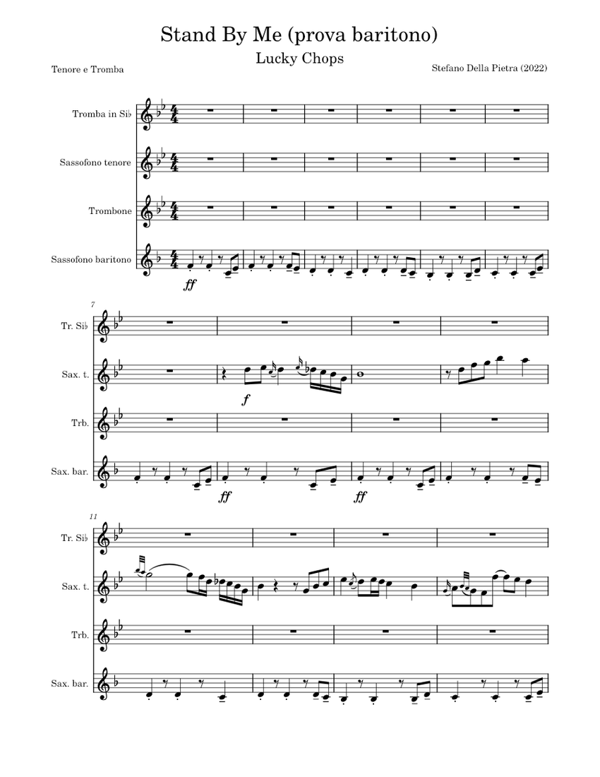 Stand By Me prova baritono Sheet music for Trombone, Saxophone tenor, Saxophone baritone ...