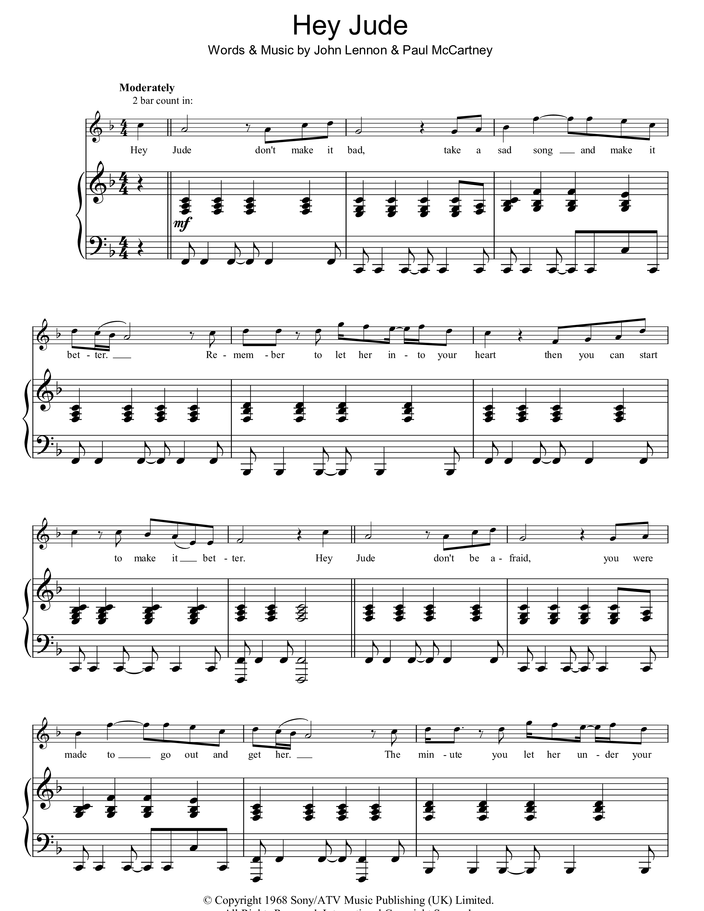 Play Official version of Hey jude Sheet Music by The Beatles for Piano ...