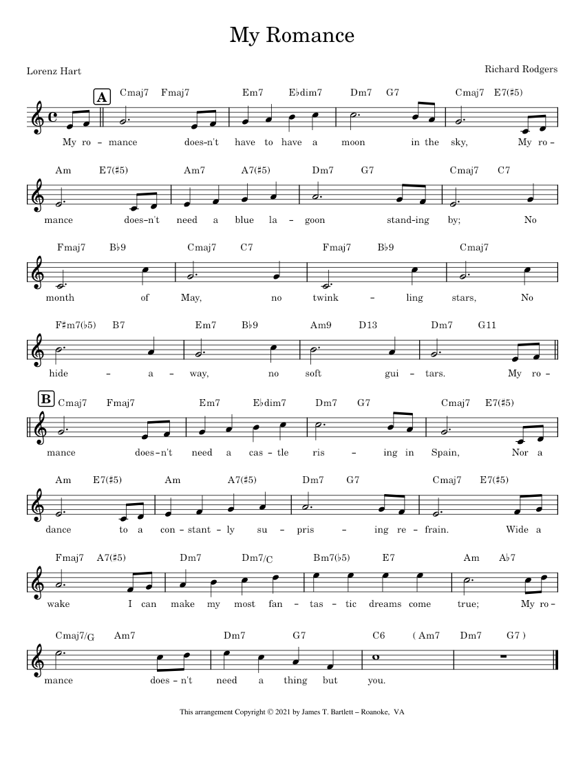 My Romance [lead sheet] Sheet music for Piano (Solo) Easy | Musescore.com