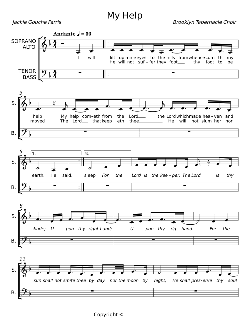 My Help (Cometh from the Lord) - The Brooklyn Tabernacle Choir Sheet ...