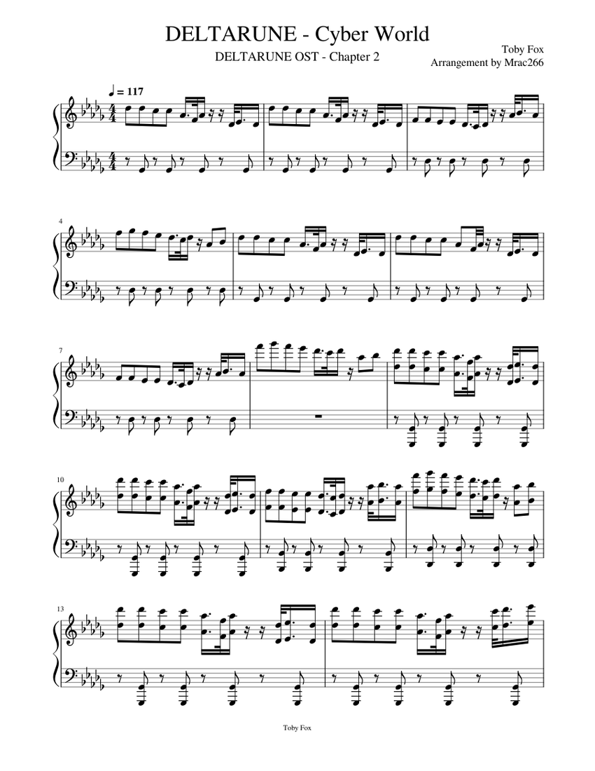 DELTARUNE OST CH 2 - Cyber World – Toby Fox DELATRUNE OST CH 2 - Cyber World Sheet music for ...