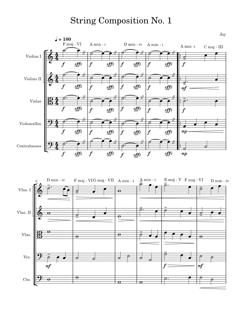 String Composition No. 1 Sheet music for Strings group (String Ensemble) | Musescore.com