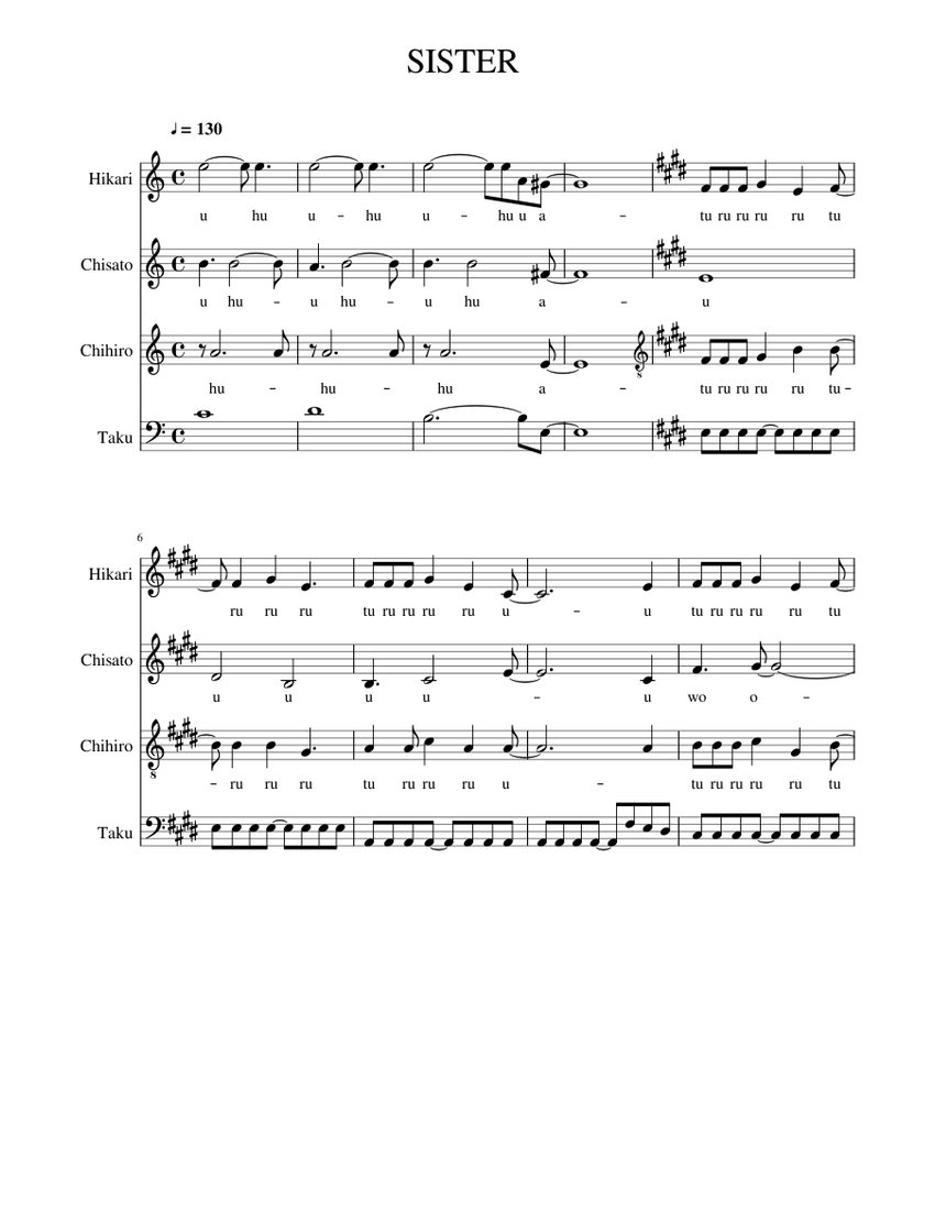 SISTER Sheet music for Piano (Mixed Quartet) | Musescore.com