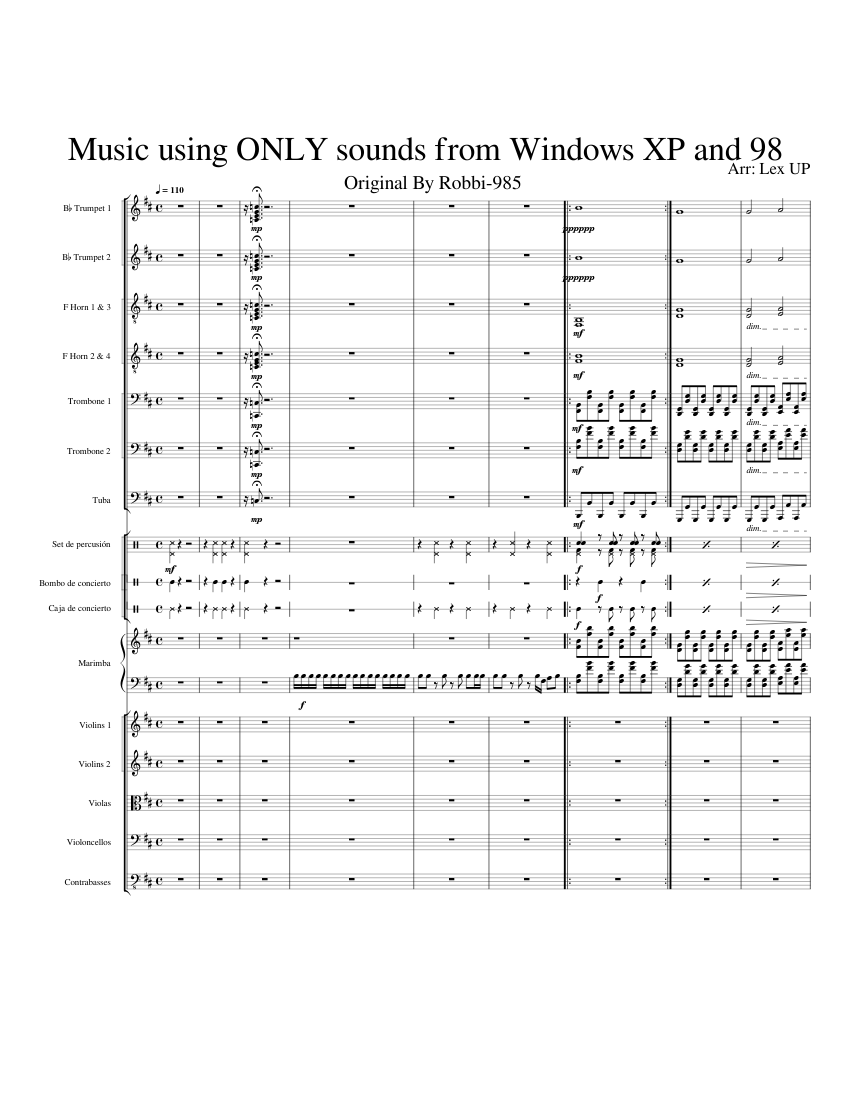 Music using ONLY sounds from Windows XP and 98 Sheet music for Trombone ...