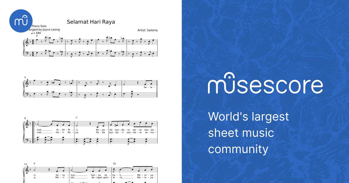 Selamat hari raya - Saloma Sheet music for Piano (Solo) Easy ...