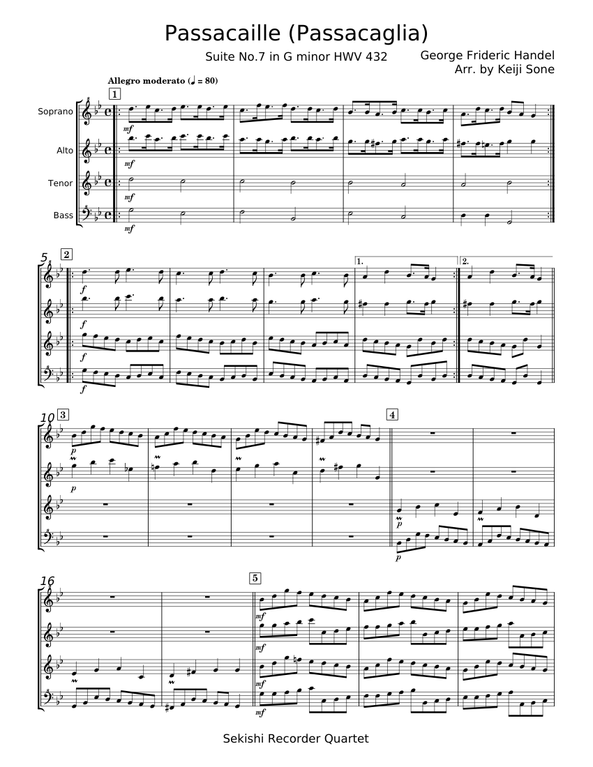 Suite No. 7 in G Minor, HWV 432/6: Passacaglia - Georg Friedrich Händel ...