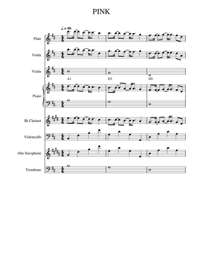 PINK Sheet music for Piano, Trombone, Flute, Clarinet in b-flat & more ...
