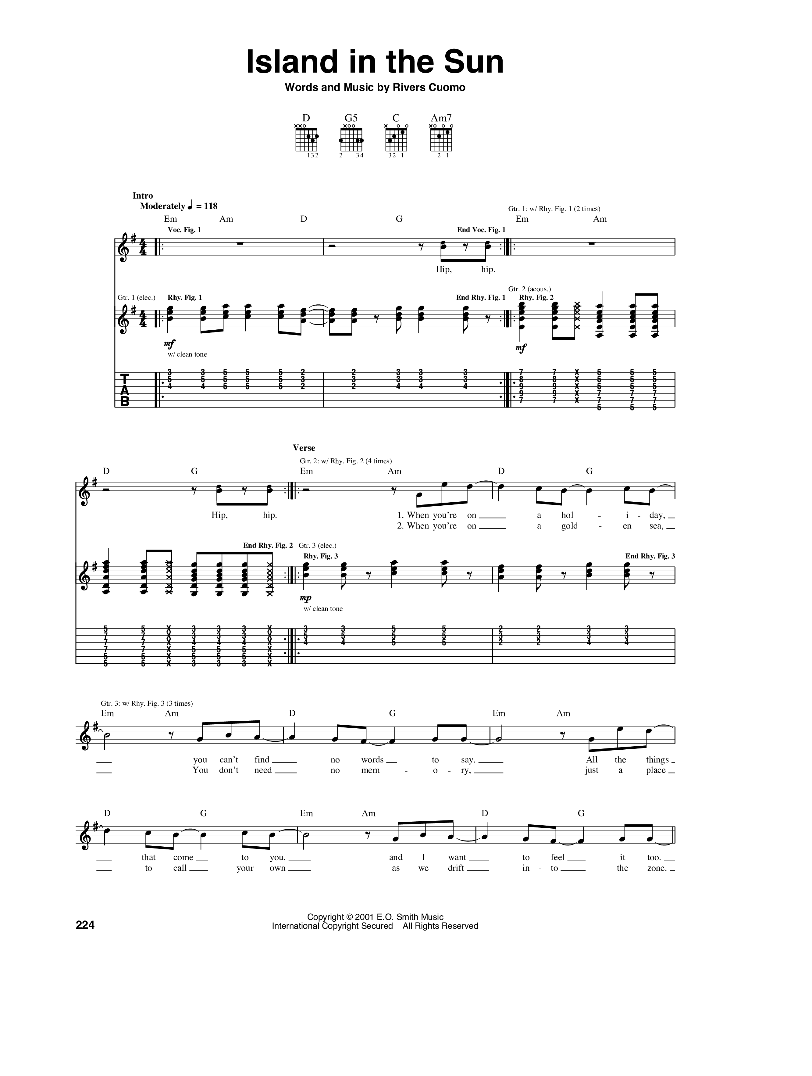 Play Official version of Island in the sun Sheet Music by Weezer for Guitar | MuseScore.com