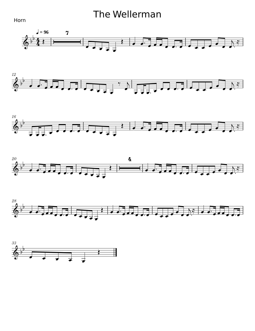 The Wellerman Sheet Music for French horn (Solo) | MuseScore.com