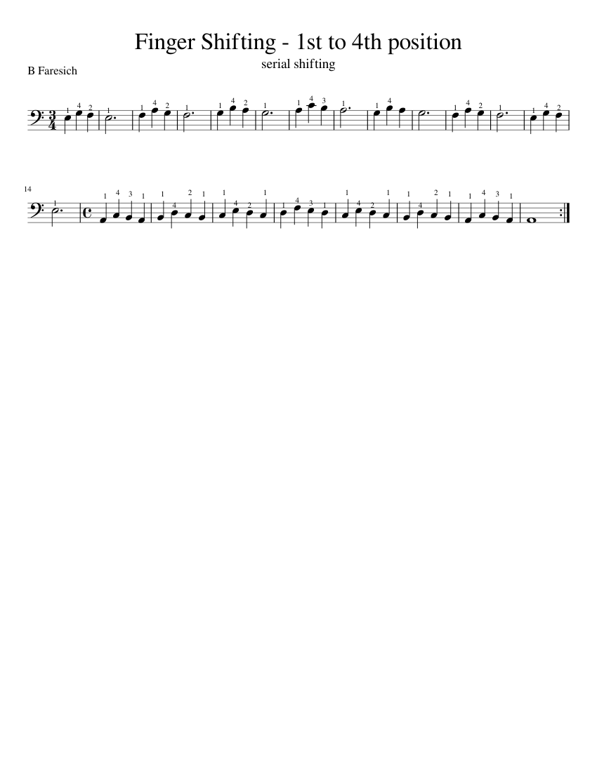 Finger Shifting - 1st to 4th position Sheet music for Piano (Solo) Easy ...