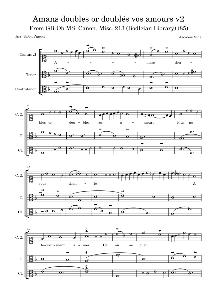 Amans doubles or doublés vos amours v2 – Jacobus Vide Sheet Music for ...