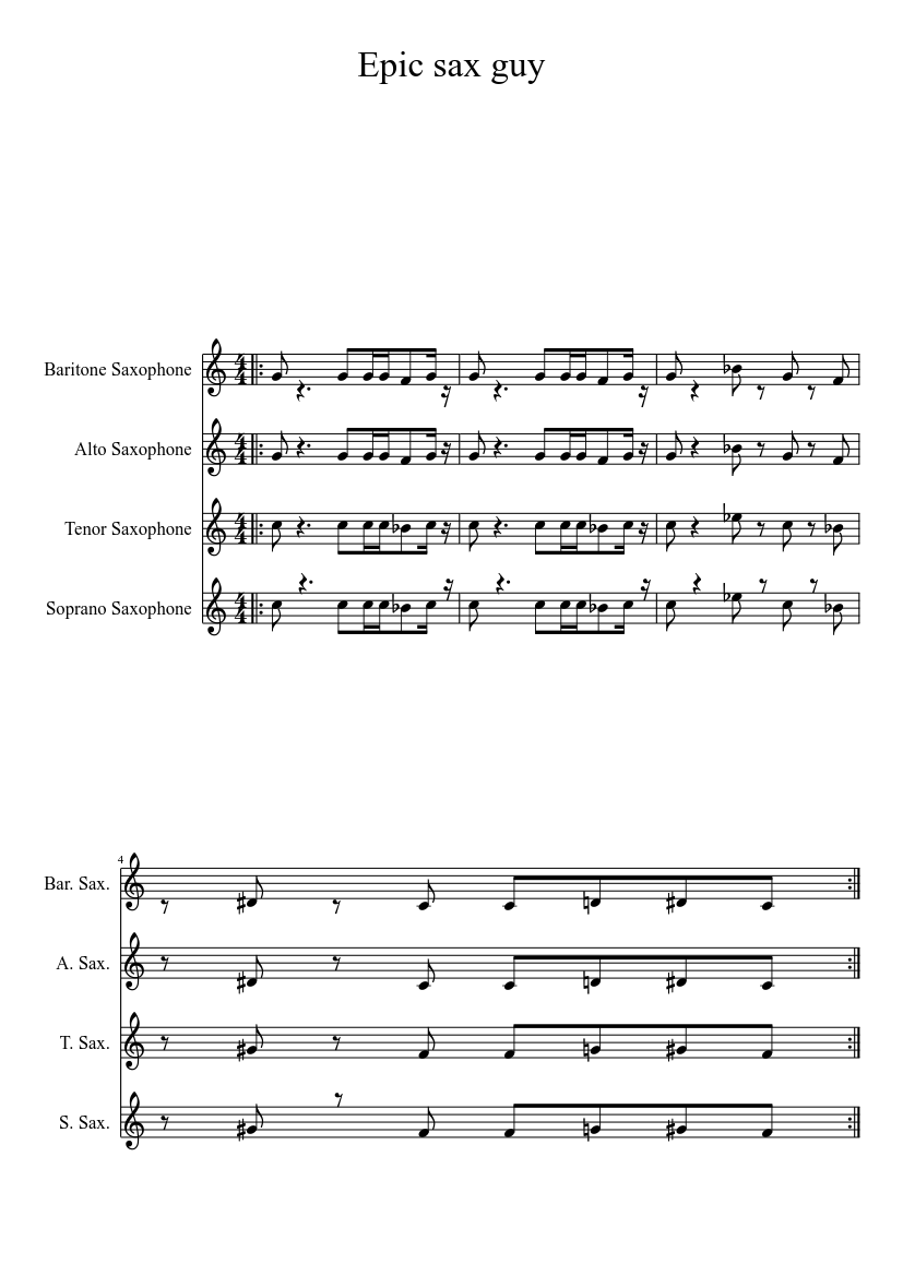 Epic sax Guy Sheet Music for Saxophone alto, Saxophone tenor, Saxophone ...