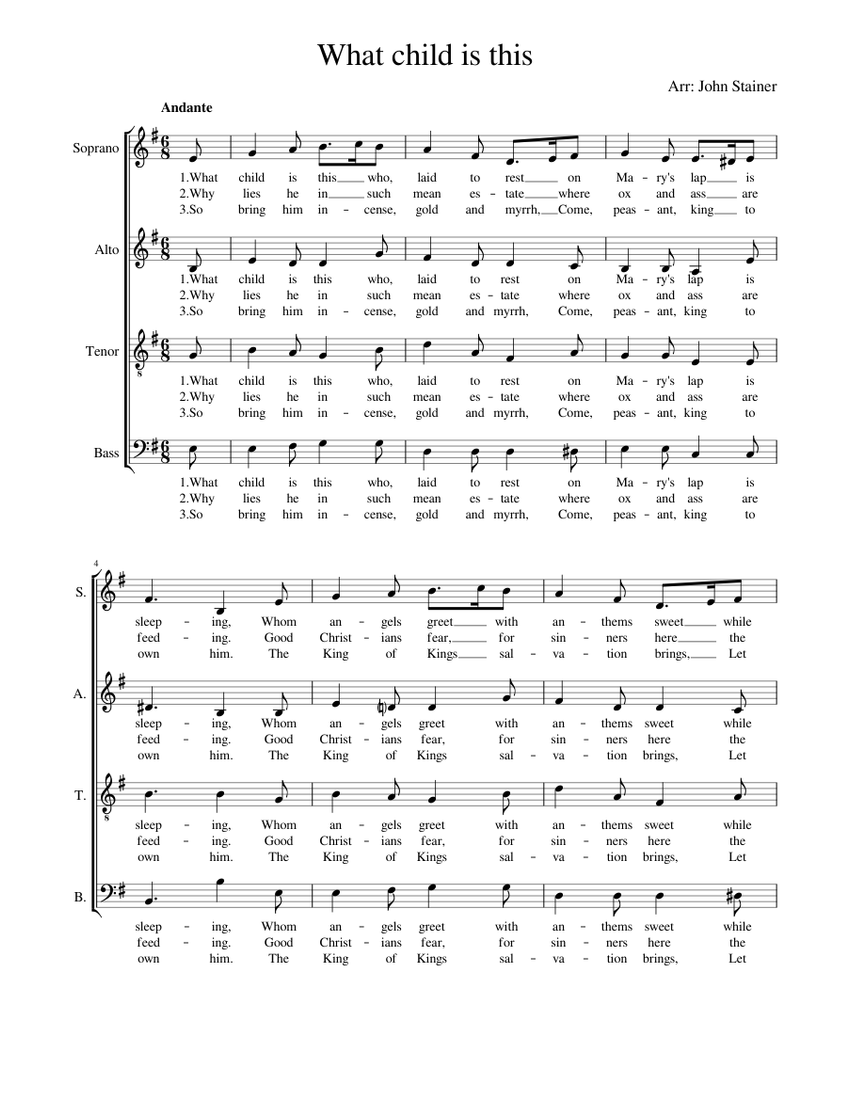 What child is this Sheet music for Soprano, Alto, Tenor, Bass voice ...