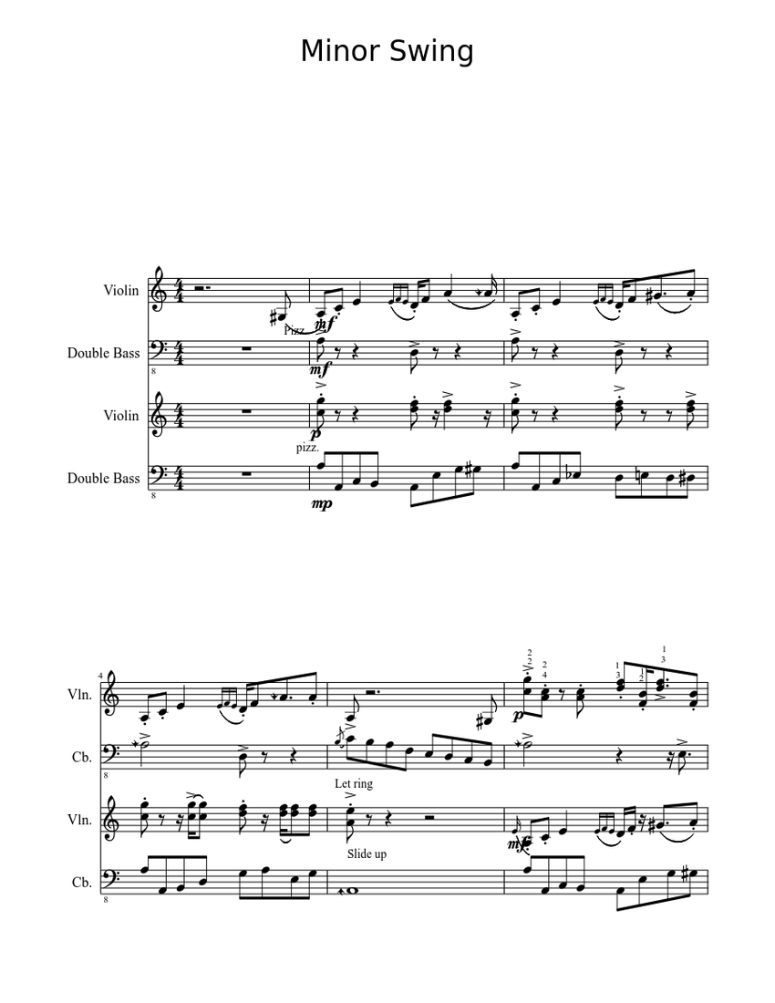 Minor Swing Sheet music for Violin (String Duet) | Musescore.com