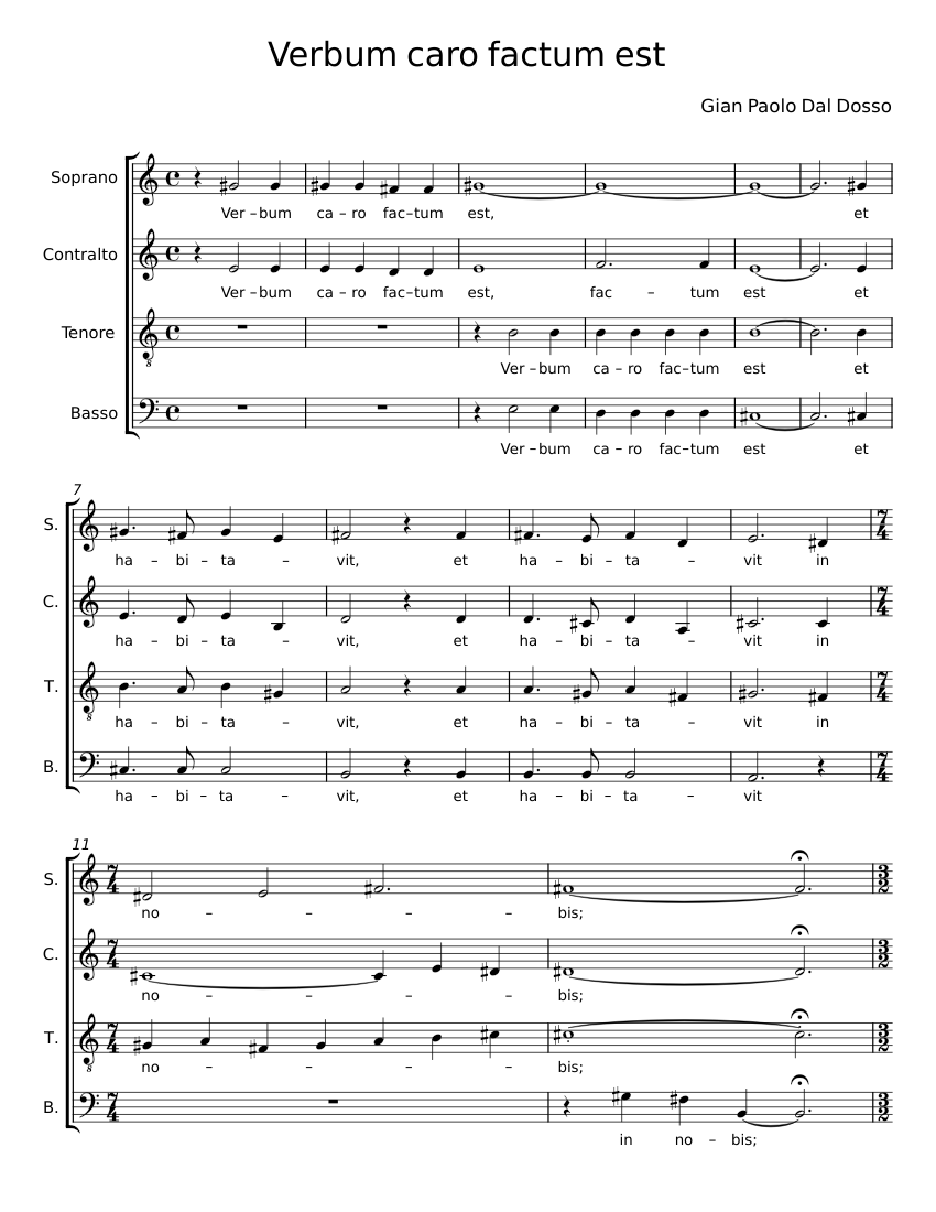Verbum caro factum est - Gian Paolo Dal Dosso Sheet music for ...