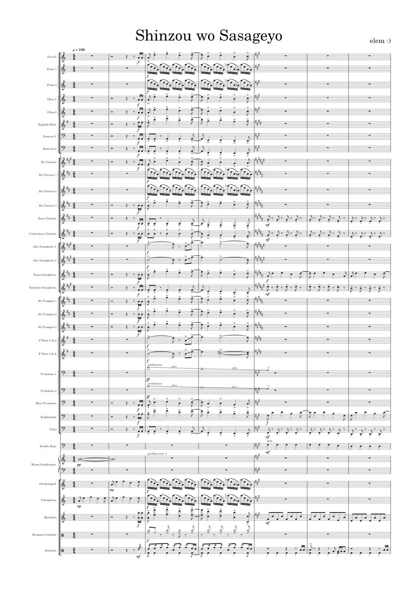 Attack on titan - shinzou wo sasageyo – Misc Cartoons (aot op3) Sheet ...