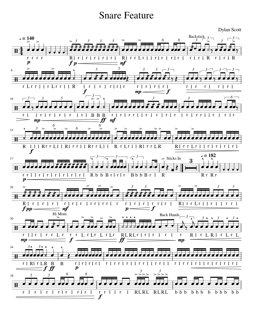 Snare Feature Sheet music for Snare drum (Solo) | Musescore.com