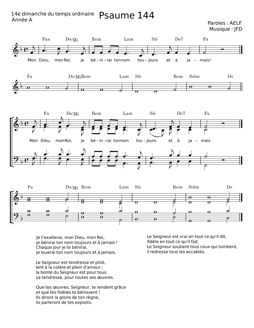 Psaume 144 Sheet music for Synthesizer (Mixed Duet) | Musescore.com