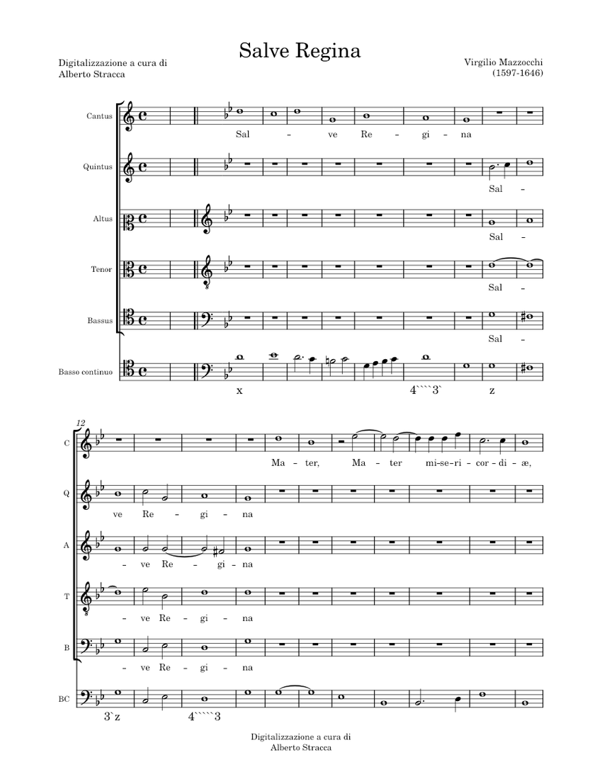 Salve Regina – Virgilio Mazzocchi Sheet music for Piano (SATB) | Musescore.com