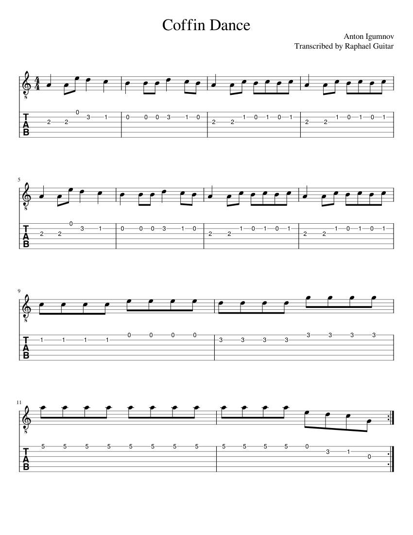 Coffin Dance For Guitar Sheet music for Guitar (Solo) | Musescore.com
