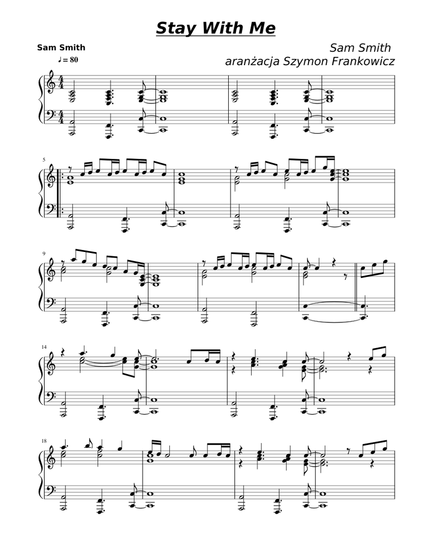 Stay With Me Sheet music for Piano (Solo) | Musescore.com