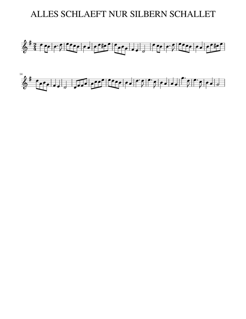 ALLES SCHLAEFT NUR SILBERN SCHALLET Sheet music for Piano (Solo ...