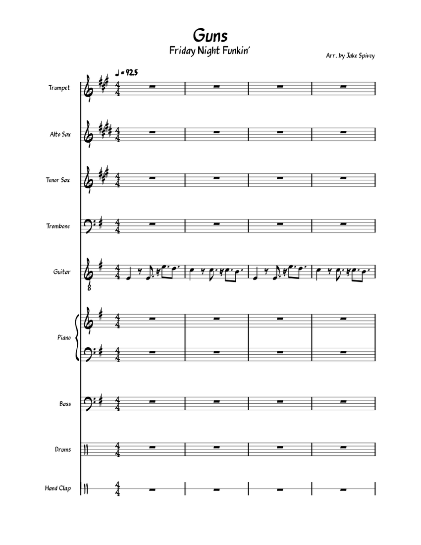 Guns – Friday Night Funkin' Sheet music for Piano, Trombone, Saxophone ...