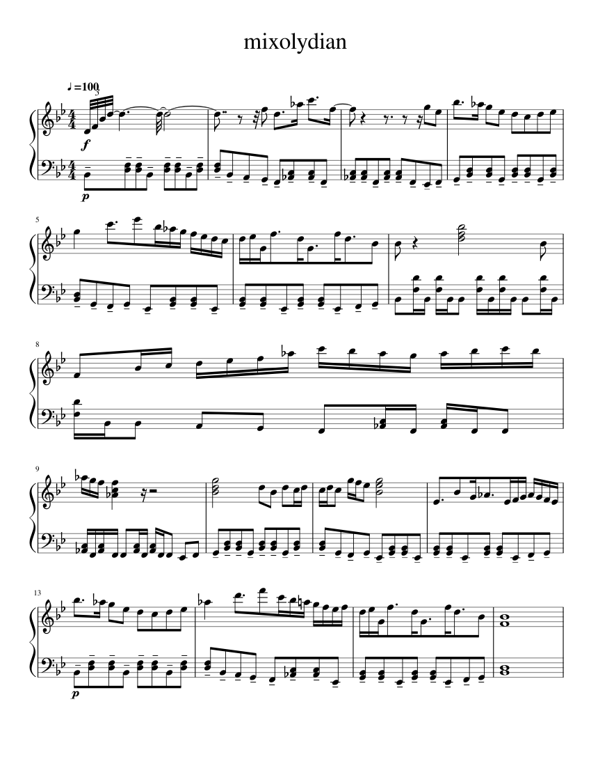 mixolydian Sheet music for Piano (Solo) | Musescore.com