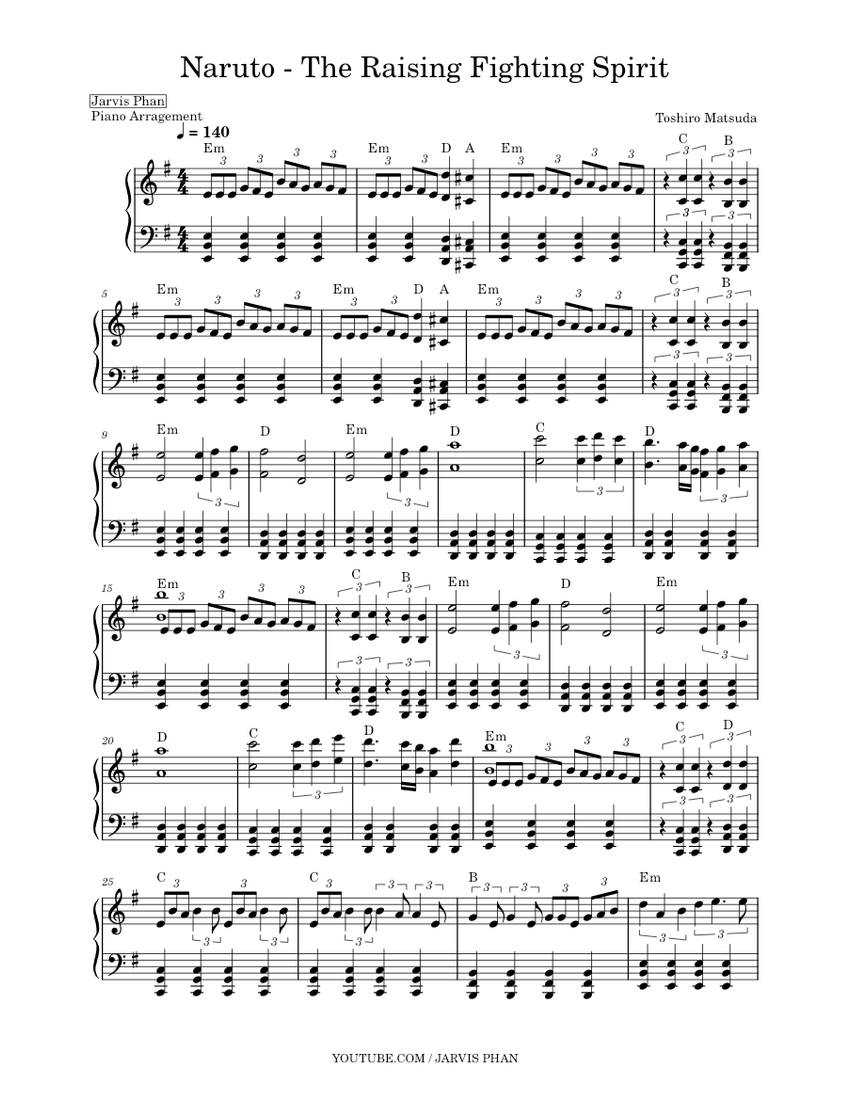 The Raising Fighting Spirit – Toshio Masuda - Jarvis Phan Sheet music ...