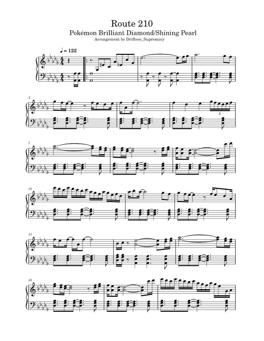 Route 210 (Day) – Shota Kageyama Sheet music for Piano (Solo ...