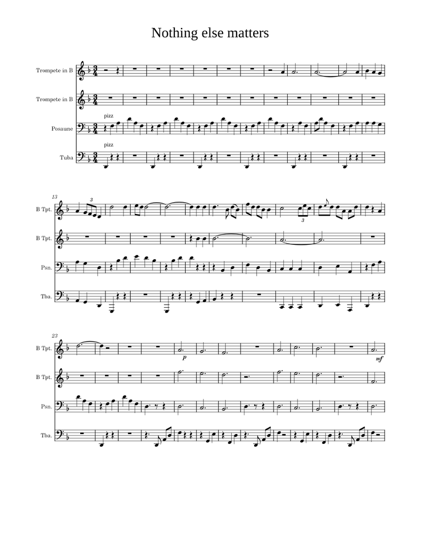 Nothing else matters – Metallica Sheet music for Trombone, Tuba ...