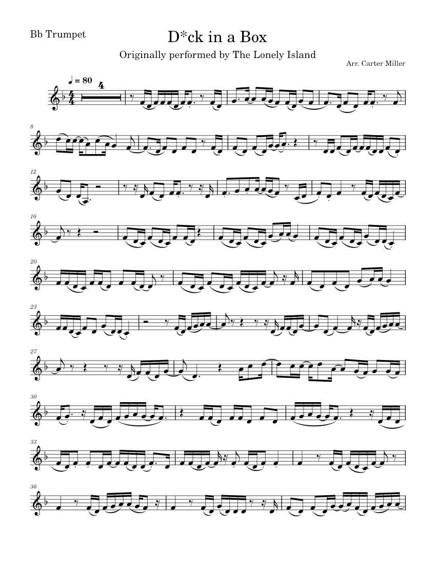 D*ck in a Box – The Lonely Island Sheet music for Trumpet other (Solo ...