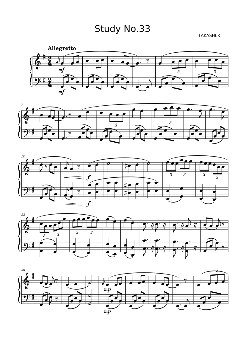Study No.33 Sheet music for Piano (Solo) Easy | Musescore.com