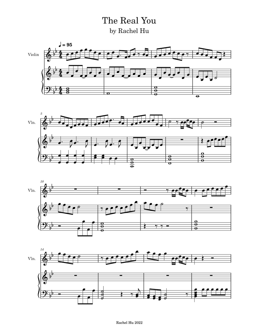 The Real You Sheet music for Piano, Violin (Mixed Duet) | Musescore.com