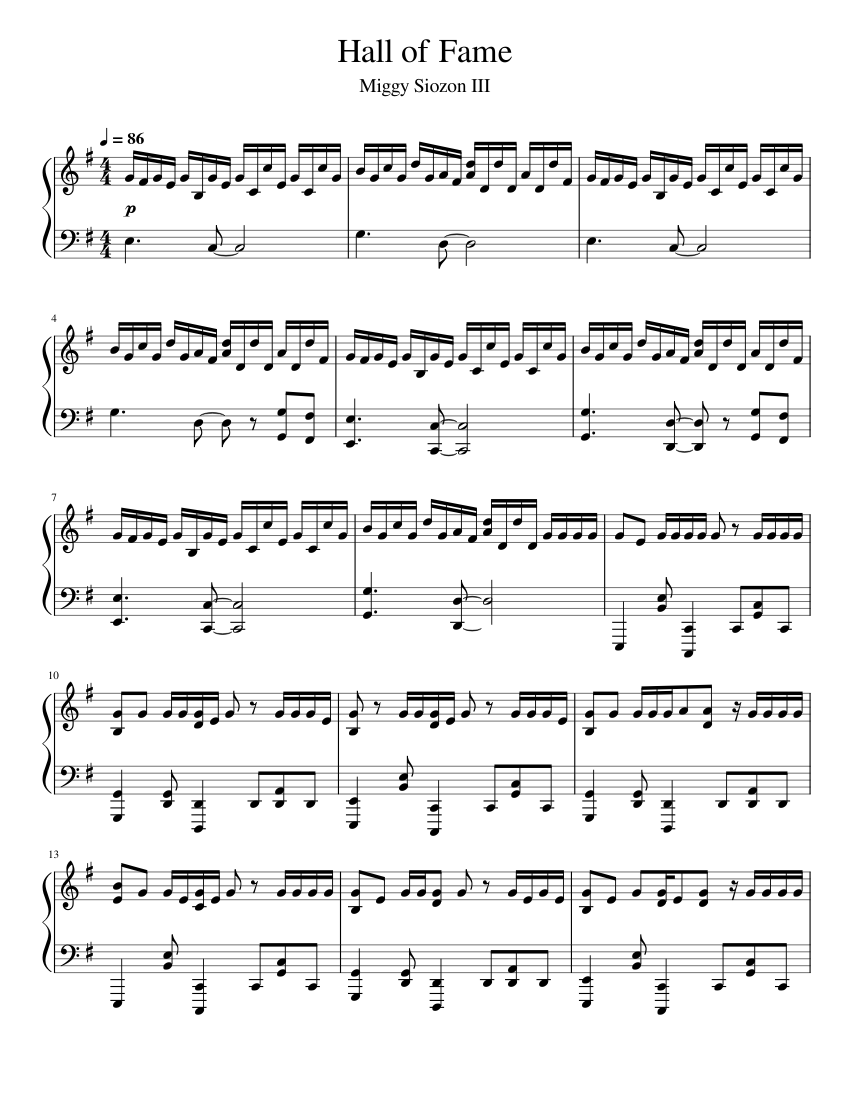 Hall of Fame Piano Cover - The Script (Arranged by: Miggy Siozon III ...