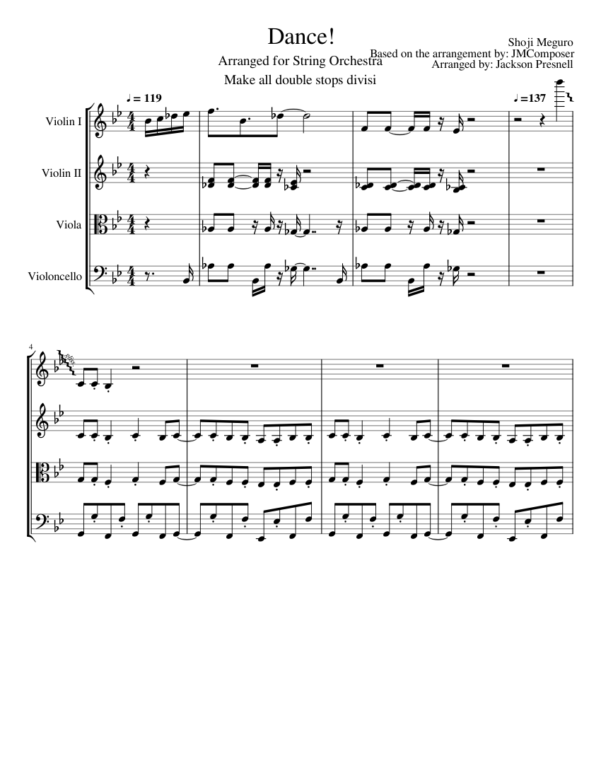 Dance! Sheet music for Violin, Viola, Cello (String Quartet ...