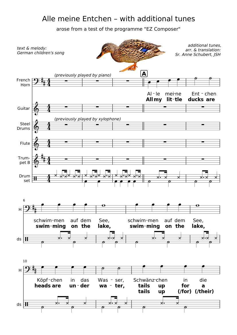 Alle meine Entchen – Volksweise / All my little ducklings / funny ...