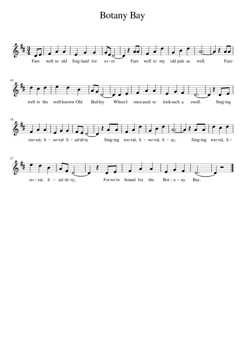 Botany Bay Sheet music for Piano (Solo) Easy | Musescore.com