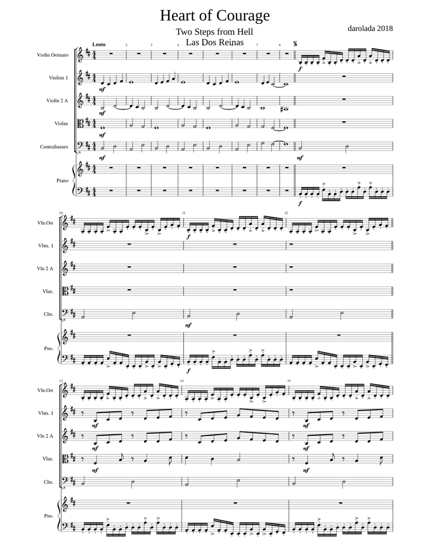 Heart Of Courage.Versión 2 Sheet music for Piano, Violin (Chamber ...