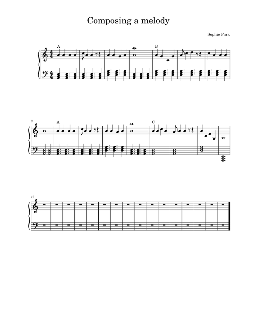 Composing a melody Sheet music for Piano (Solo) Easy | Musescore.com