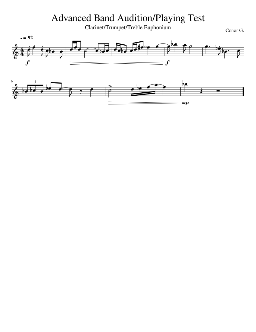 Advanced Band Audition Sheet music for Trumpet (In B Flat) (Solo ...