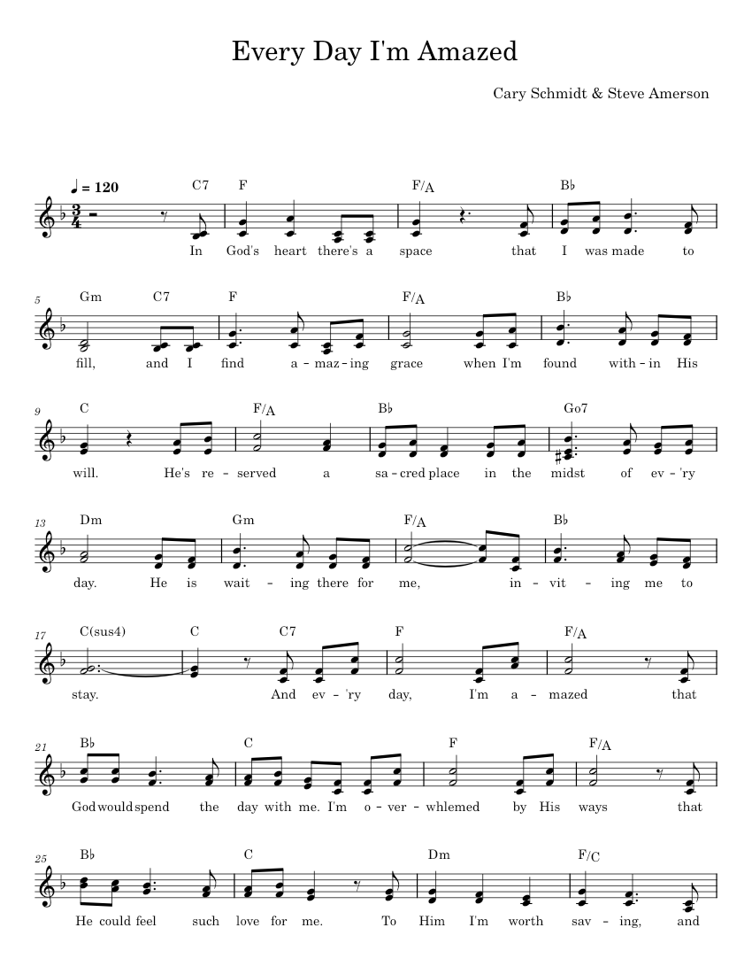 Every Day I'm Amazed - Cary Schmidt Sheet Music with Chords for ...