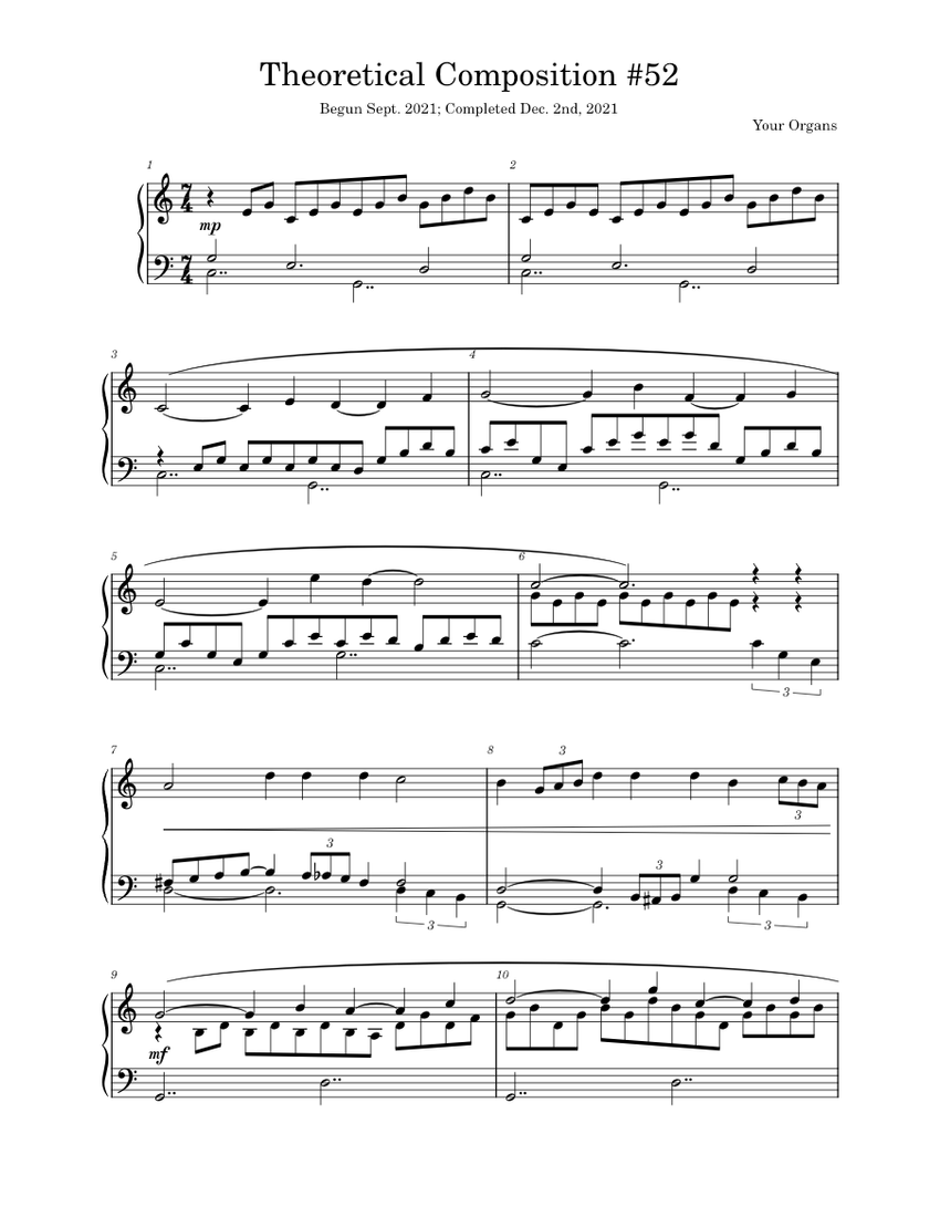 Theoretical Composition #52 Sheet music for Piano (Solo) | Musescore.com